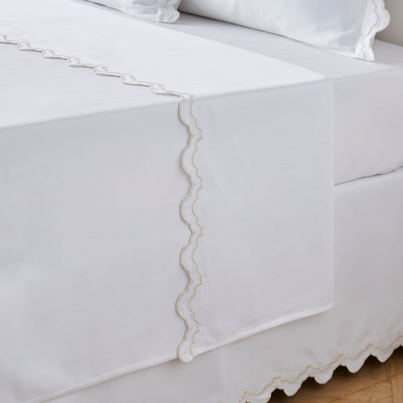 Dorma Double Scallop 100% Cotton Flat Sheet by Dunelm | ufurnish.com
