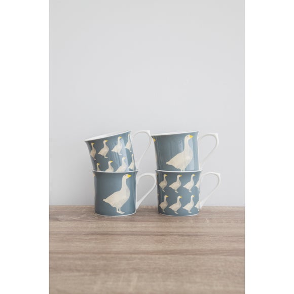 Kitchencraft Set of 4 Goose Green Stoneware Mugs by Dunelm | ufurnish.com