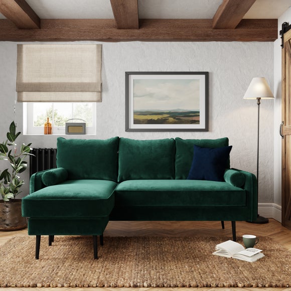 Cassie Velvet Reversible Corner Chaise by Dunelm | ufurnish.com