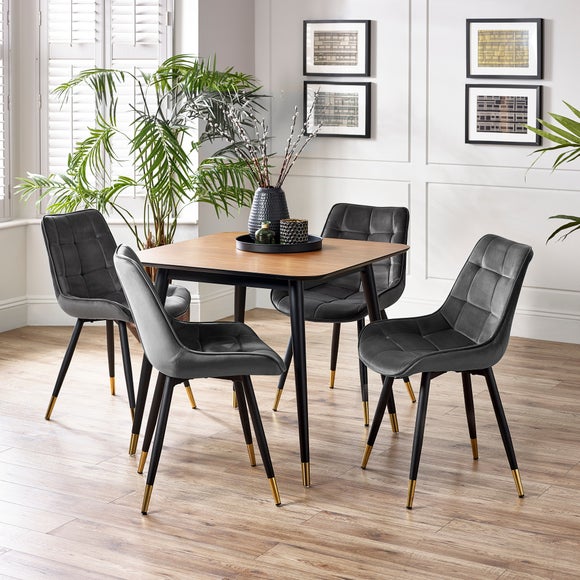 Findlay 4 Seater Square Dining Table, Beech Wood by Dunelm | ufurnish.com