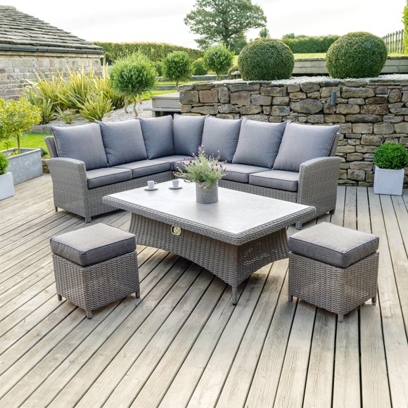 Barbados Long Right Rattan Corner Set by Dunelm | uFurnish.com