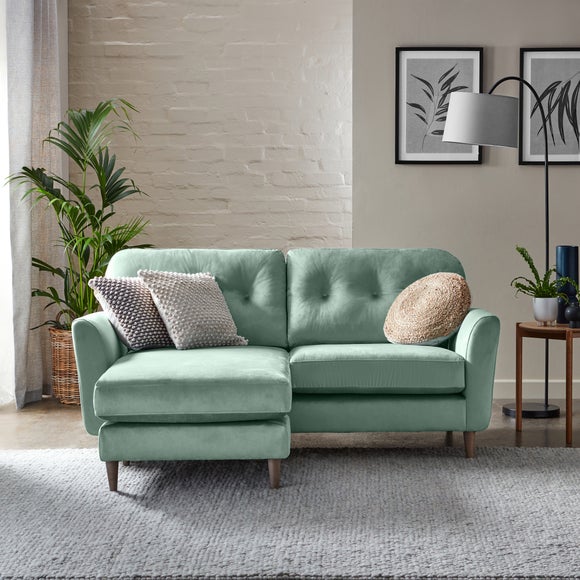 Return - Sven Opulent Velvet Reversible Corner Chaise Sofa, Mineral by ...