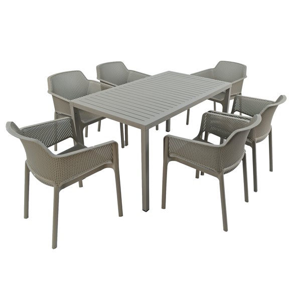 Turtle Dove Cube Dining Table with 6 Net Chair Set by Dunelm | ufurnish.com