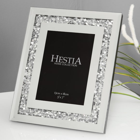 Hestia Silver Mirrored Crystal Edge Photo Frame by Dunelm | uFurnish.com