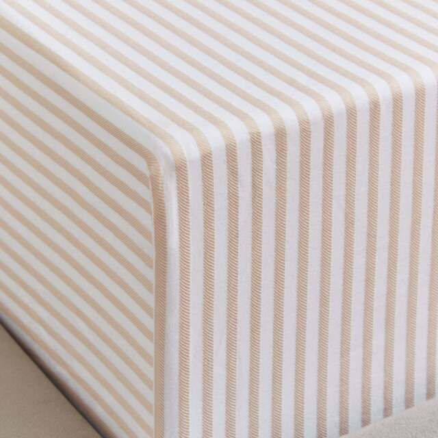 Dorma Bee Collection Woven Stripe 100% Cotton Fitted Sheet Beige by ...
