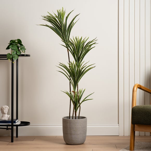 Artificial Real Touch Yucca Tree in Black Plant Pot by Dunelm ...