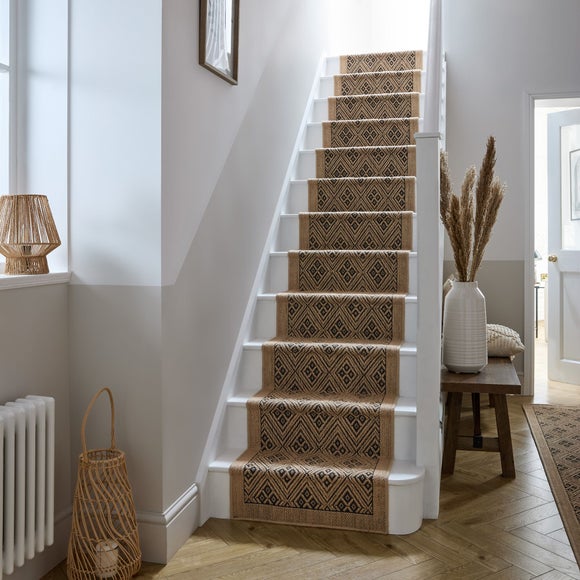 Mono Diamond Jute Stair Runner by Dunelm | ufurnish.com