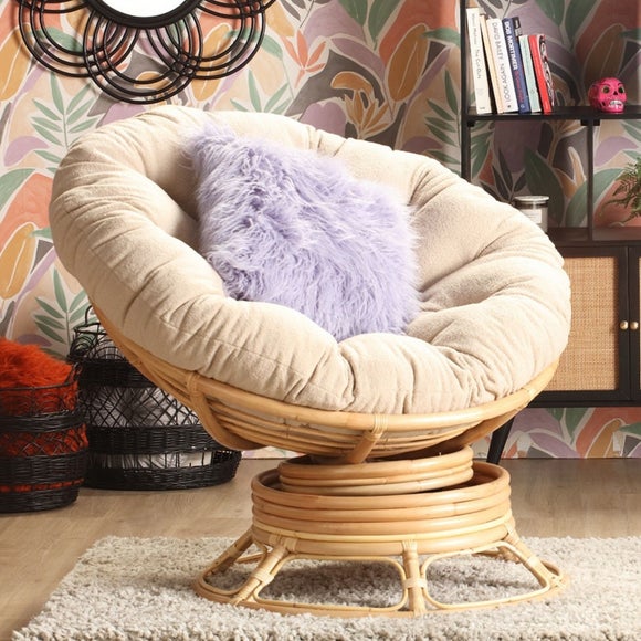 Desser Papasan Rattan Rocking Chair with Boucle Cushion by Dunelm ...