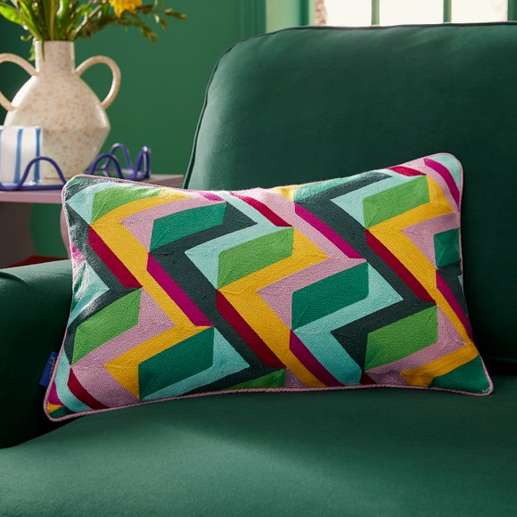 Sophie Robinson Zig Zag Cotton Rectangle Cushion by Dunelm | ufurnish.com