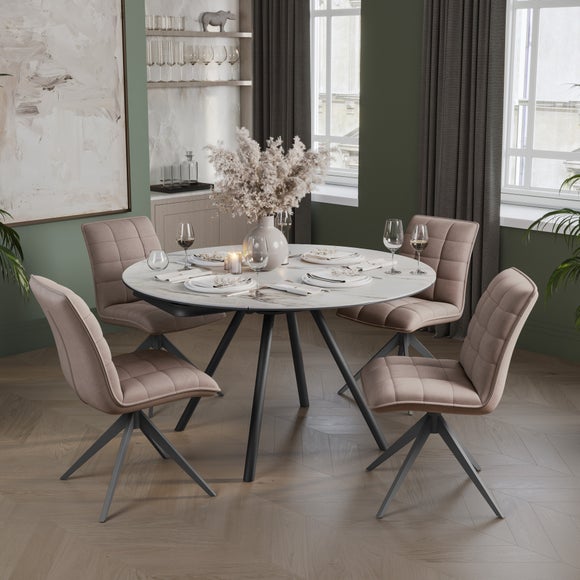 Indus Valley Camden 4-6 Seater Extendable Round Dining Table With 4 ...