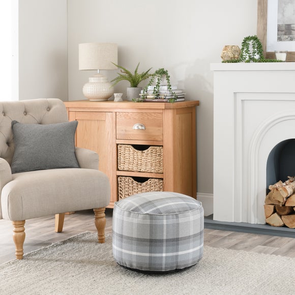 Oswald Check Pouffe by Dunelm | ufurnish.com