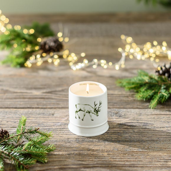 Festive Garland Ceramic Stag Candle by Dunelm | ufurnish.com