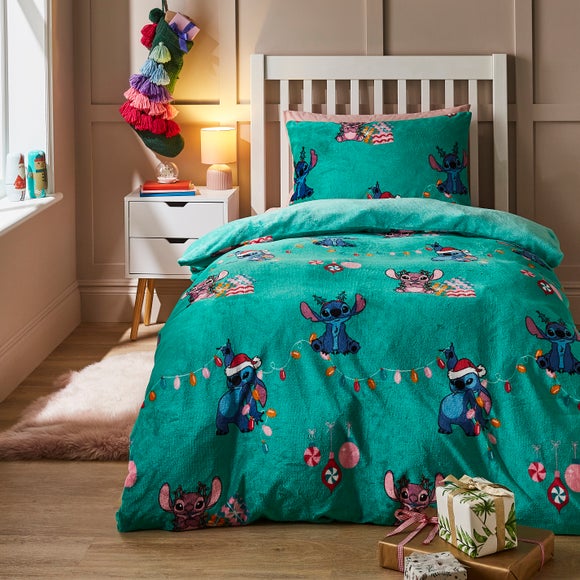 Stitch Christmas Fleece Duvet Cover and Pillowcase Set by Dunelm ...
