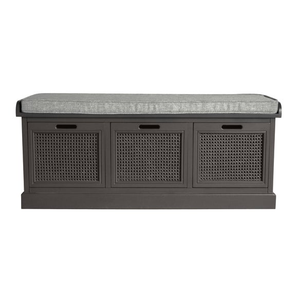 Lucy Cane Storage Bench, Charcoal by Dunelm | ufurnish.com