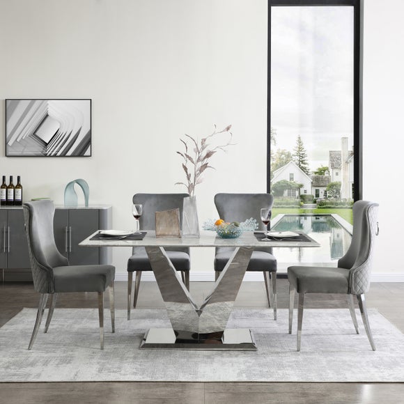 Indus 6 Seater Valley Metro Dining Table by Dunelm | ufurnish.com