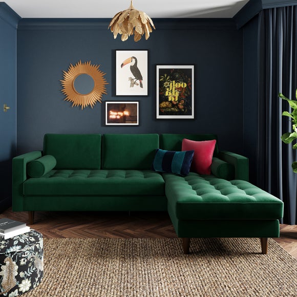 Zoe Velvet Corner Chaise by Dunelm | ufurnish.com