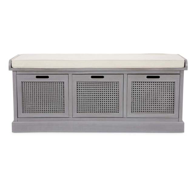 Lucy Cane Grey Storage Bench Grey by Dunelm | ufurnish.com