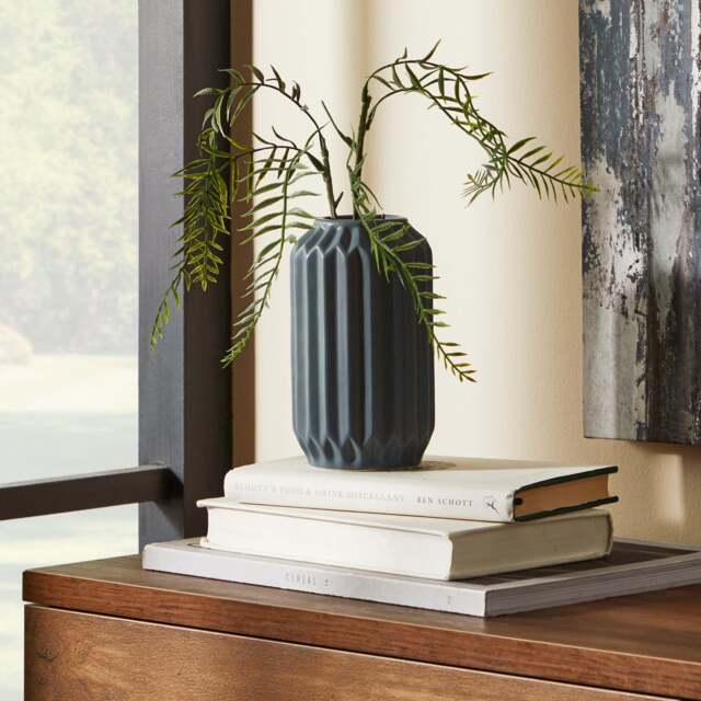 Fluted Vase 14cm Pacific Blue by Dunelm | uFurnish.com