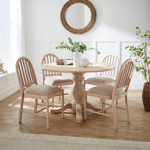 Bridget 4 Seater Round Dining Table with 4 Adora Mango Wood Dining ...