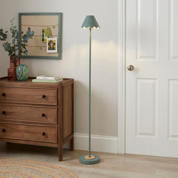 Remi Scalloped Rechargeable Metal Floor Lamp by Dunelm | ufurnish.com
