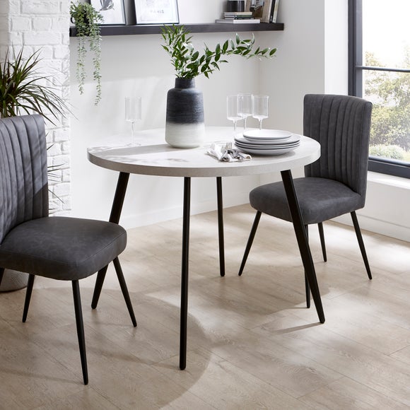Zuri 4 Seater Round Dining Table, Concrete Effect by Dunelm | ufurnish.com