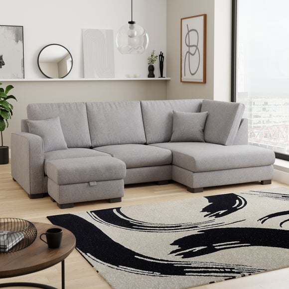 Carson Soft Texture Right Hand Facing U-Shaped Sofa with Detachable ...