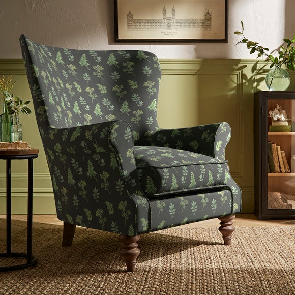 Charlbury Wing Chair, Marsh Botanical Print by Dunelm | ufurnish.com