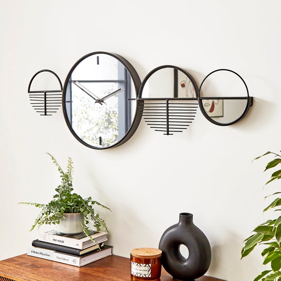 Elements Abstract Mirrored Wall Art Clock by Dunelm | ufurnish.com