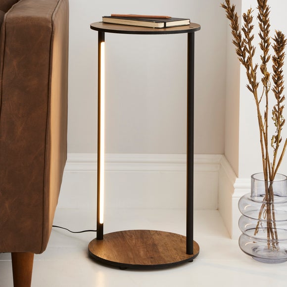Fulton Rustic Pine Side Table with LED Lights by Dunelm | ufurnish.com