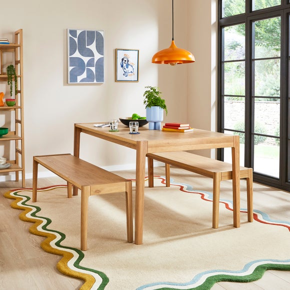 Elements 6 Seater Holmes Dining Table and Bench Set by Dunelm ...