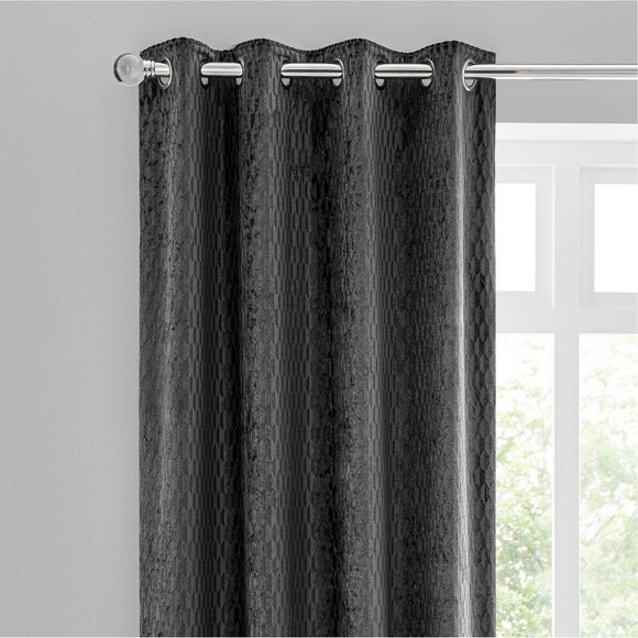 Valencia Velvet Geometric Eyelet Curtains by Dunelm | ufurnish.com
