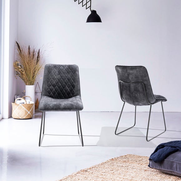 Indus Valley Set of 2 Saturn Grey Upholstered Dining Chairs by Dunelm ...