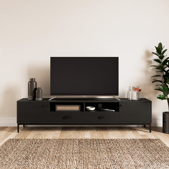 Fulton Extra Wide TV Unit Black for TVs up to 80 by Dunelm ufurnish