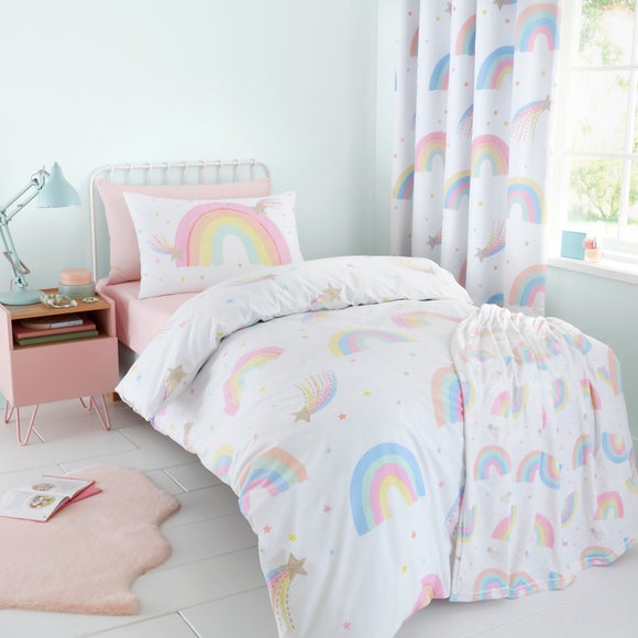 Watercolour Rainbow Duvet Cover and Pillowcase Set by Dunelm | ufurnish.com