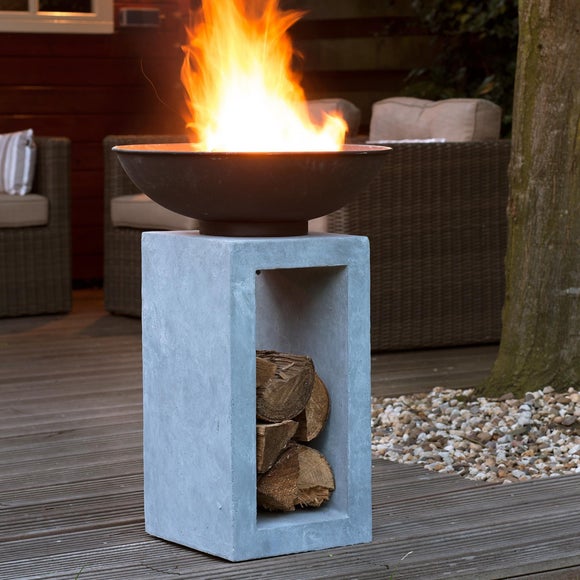 Fire Pit & Square Console Cement by Dunelm | ufurnish.com