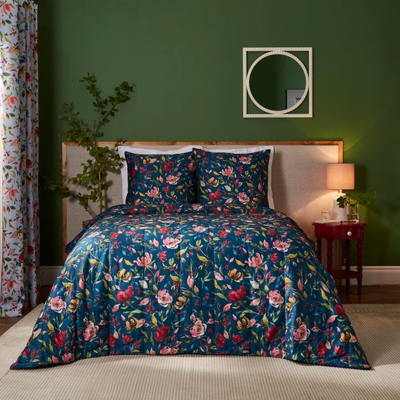 Dorma Modern Romance Vintage Blue 100% Cotton Bedspread by Dunelm ...