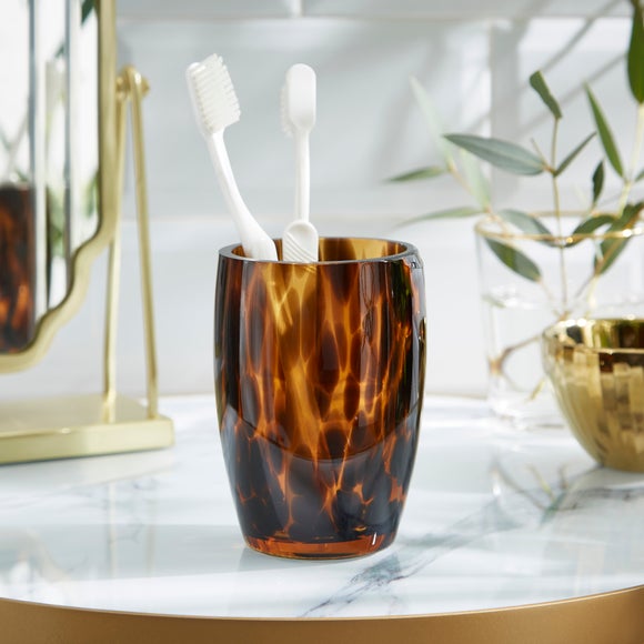 Tortoiseshell Glass Toothbrush Holder by Dunelm | uFurnish.com