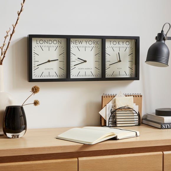 World Time Zone Wall Clock by Dunelm | ufurnish.com