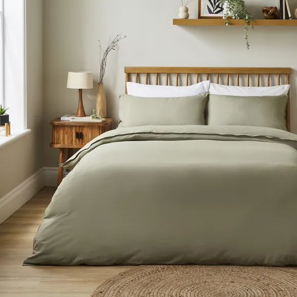 Super Soft Washed Microfibre Plain Duvet Cover and Pillowcase Set by ...