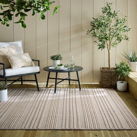 Kade Striped Bobble Indoor Outdoor Rug by Dunelm | ufurnish.com