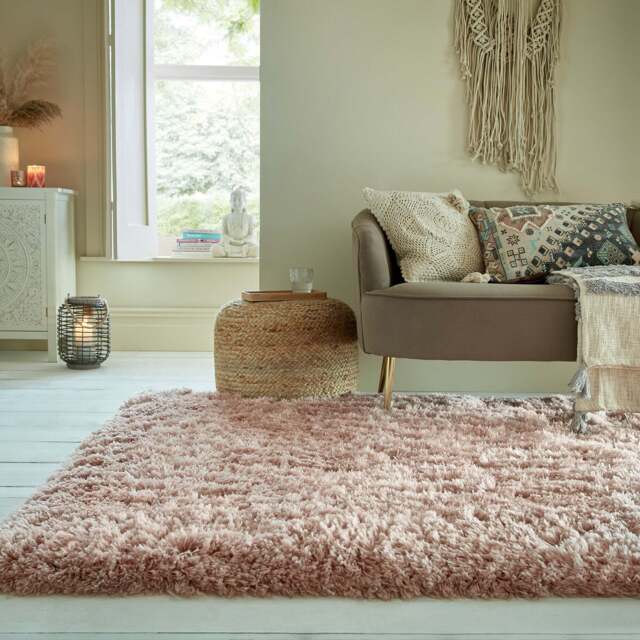 Polar Shaggy Rug Polar Blush by Dunelm | ufurnish.com