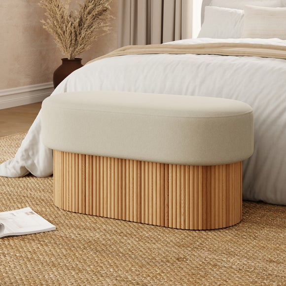 Amari Fluted Flatweave Storage Ottoman by Dunelm | ufurnish.com