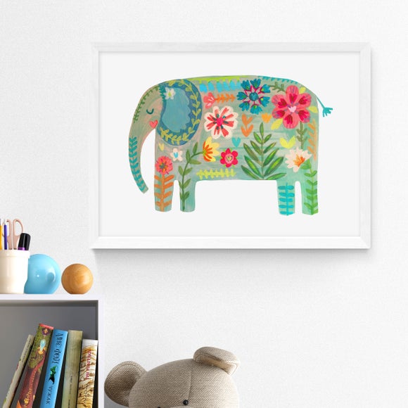 East End Prints Floral Elephant by Darcie Olley Print by Dunelm | ufurnish.com