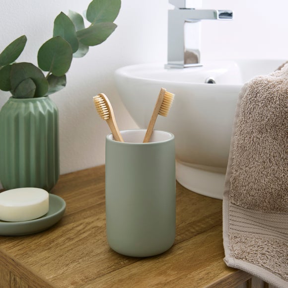 Matte Sage Toothbrush Holder by Dunelm | ufurnish.com