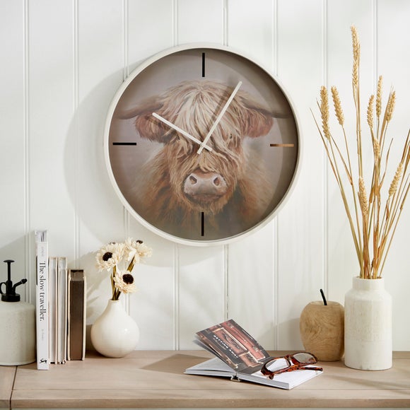 Highland Cow Wall Clock by Dunelm | ufurnish.com