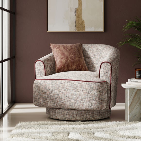Carmen Chenille Curved Swivel Chair by Dunelm | ufurnish.com