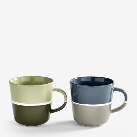 PurerHome Set of 2 Sea Mist & Grass Green Fine China Little Brew Mugs ...