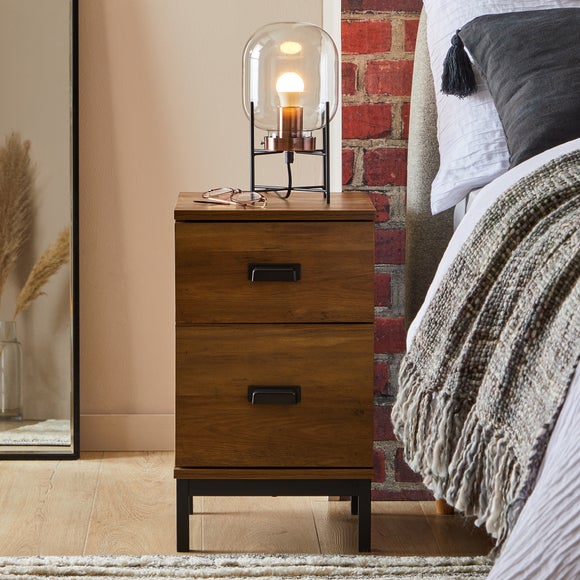 Fulton 2 Drawer Slim Bedside Table by Dunelm | ufurnish.com