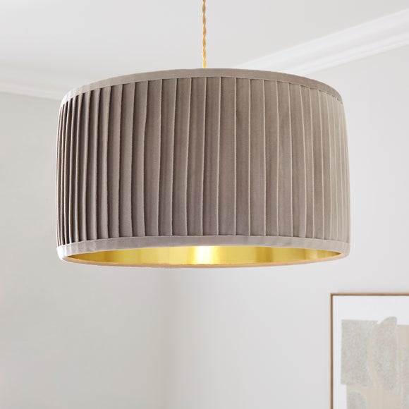 Sawyer Pleated Velvet Drum Lamp Shade by Dunelm | ufurnish.com