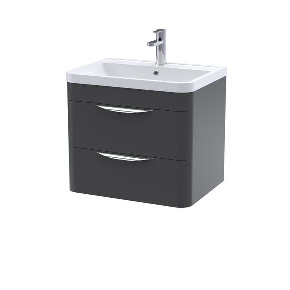 Parade Wall Mounted 2 Drawer Vanity Unit with Ceramic Basin by Dunelm ...